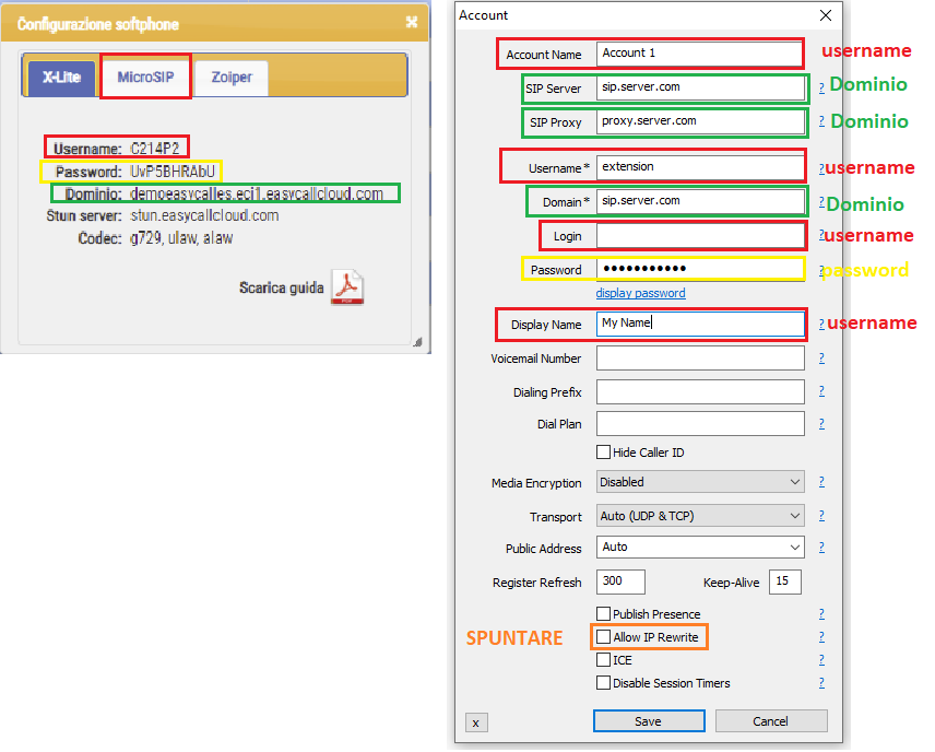 Come INSTALLARE il MICROSIP ed impostare l'interno per l'INBOUND